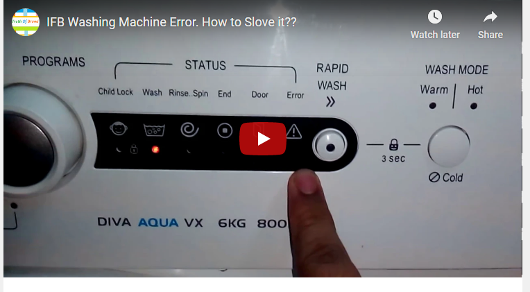 How To Resolve IFB Washing Machine Error- Diva Aqua VX