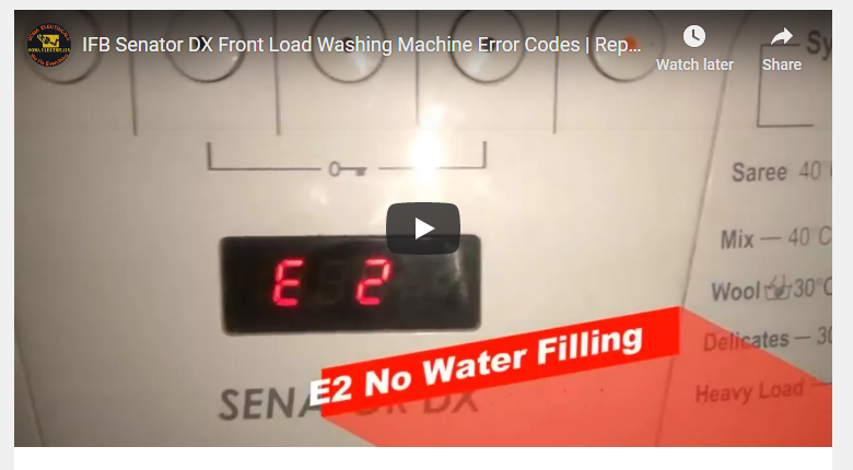 IFB Senator DX Front Load Washing Machine Error Codes